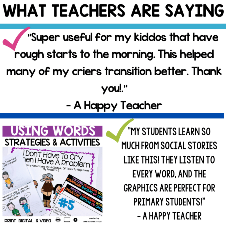 Social Stories Using Words Instead Of Crying Calm Down Self Control ...