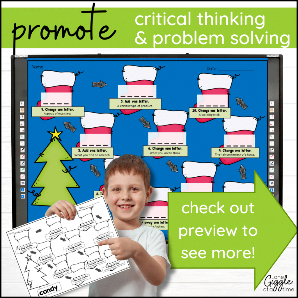 Christmas Word Work Activities Literacy Centers Worksheets Word Ladders ...