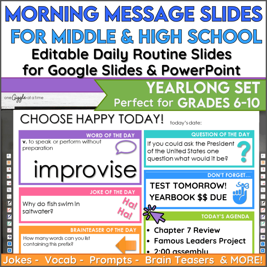 Editable Good Morning Slides Morning Message Routine for Google ...