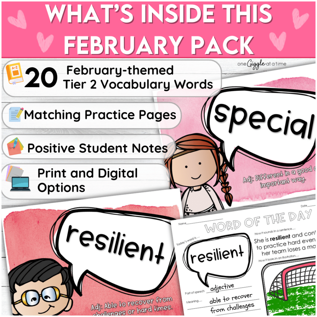 February Word of the Day Seasonal Tier 2 Vocabulary Activities (Grades ...
